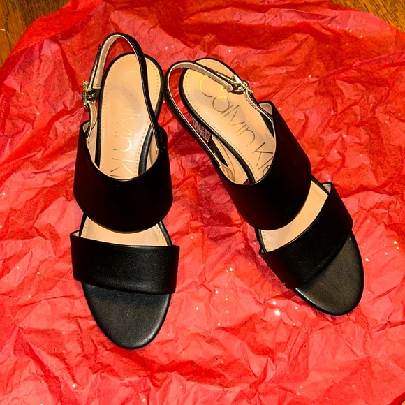 Calvin Klein | Shoes | Calvin Klein Black 2 Inch Wedge Heel Size 65 ...